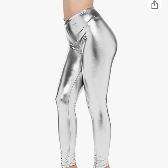 Pants & Jumpsuits | Metallic Silver Leggings | Poshmark